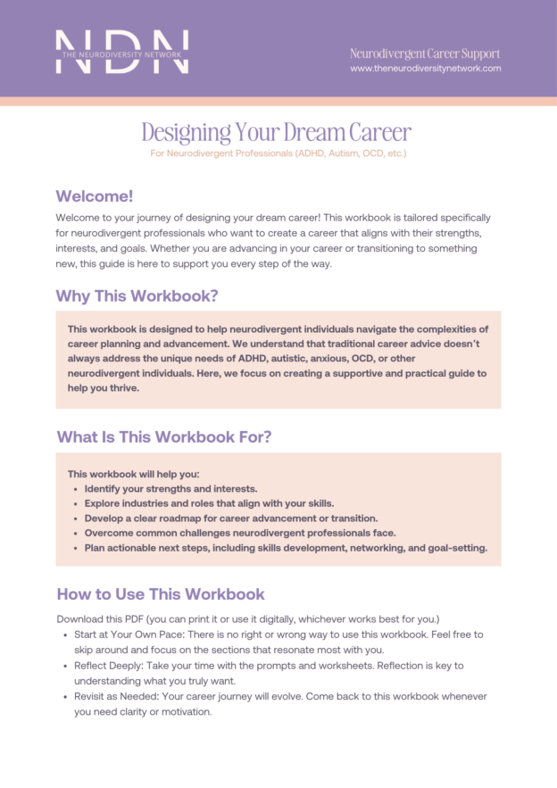 Workbooks, Tools and Downloads - The Neurodiversity Network Member's Hub